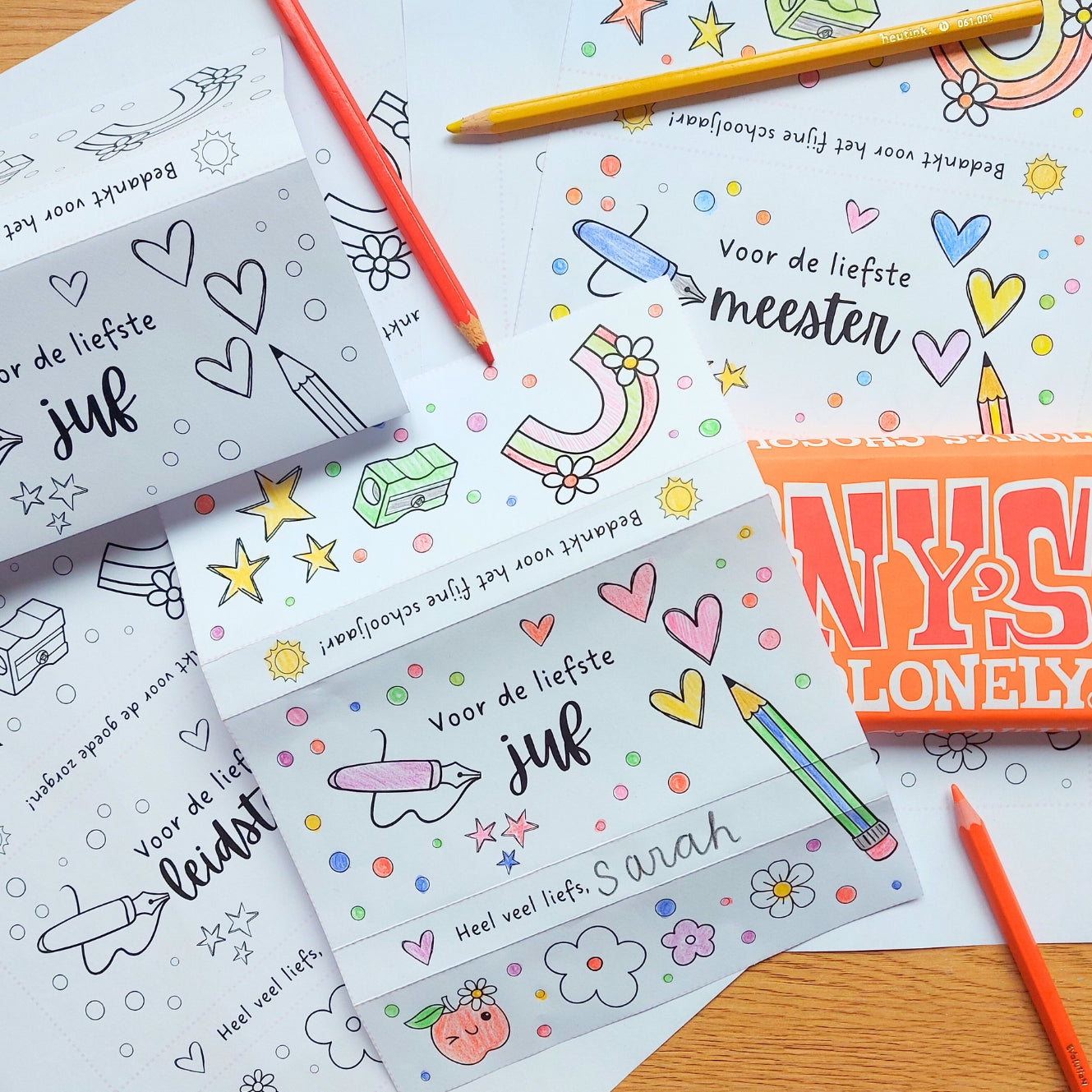 Cadeau voor de meester, chocolade wikkel met kleurplaat voor kinderen ...